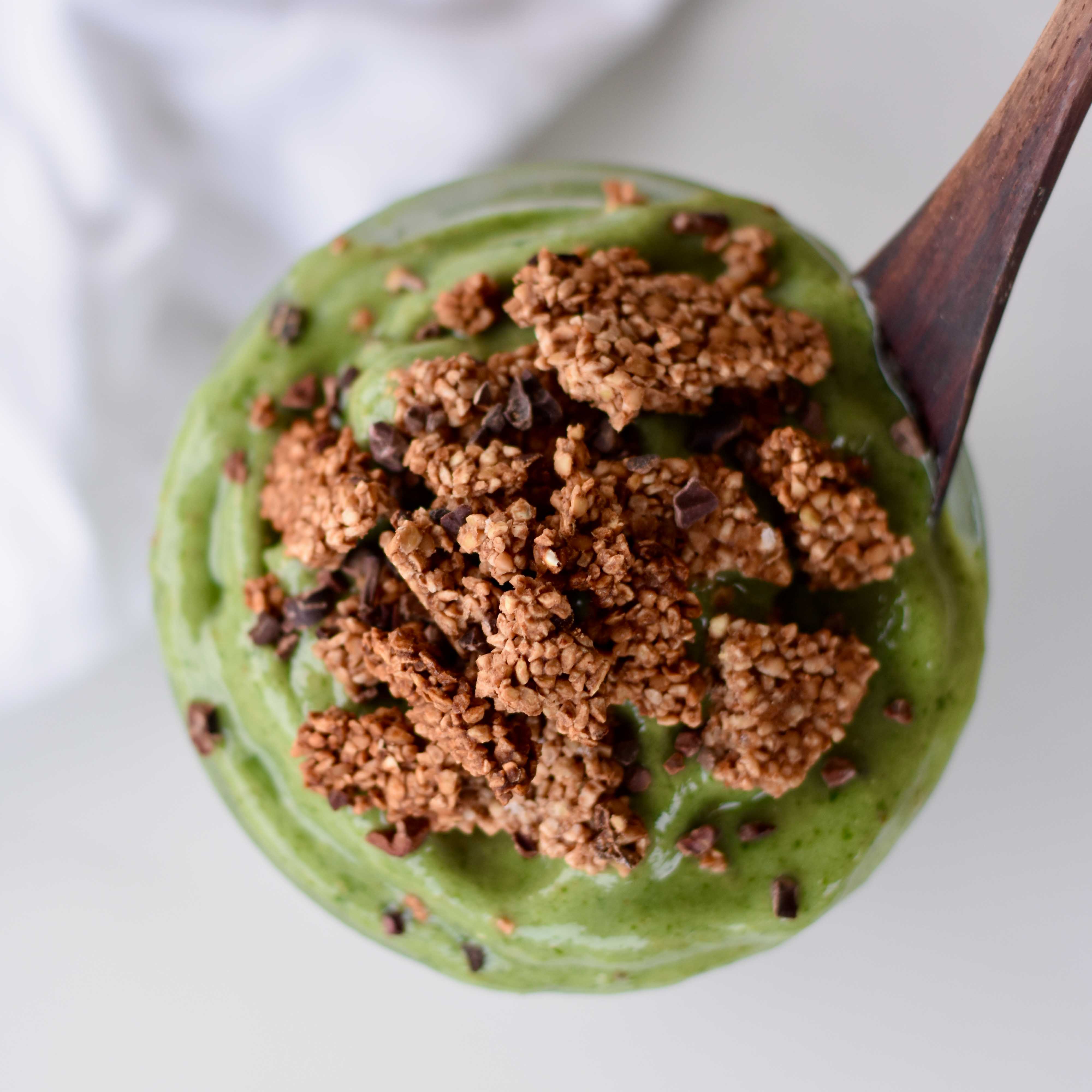 Chocolate Buckwheat Clusters with Mint Nice Cream - Coconut Bowls